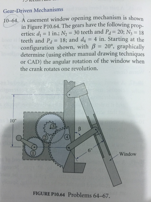 Solved Gear-Driven Mechanisms 10-64, A casement window | Chegg.com