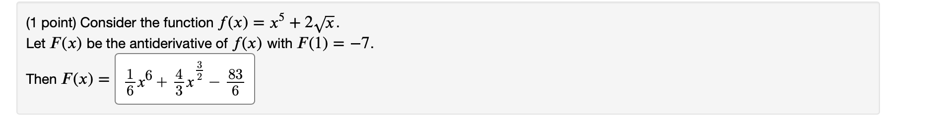 Solved (1 ﻿point) ﻿Consider the function f(x)=x5+2x2.Let | Chegg.com