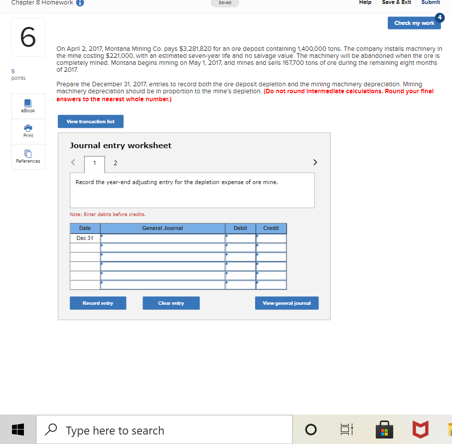 Solved Chapter 8 Homework Saved Help Save & Exit Submit | Chegg.com