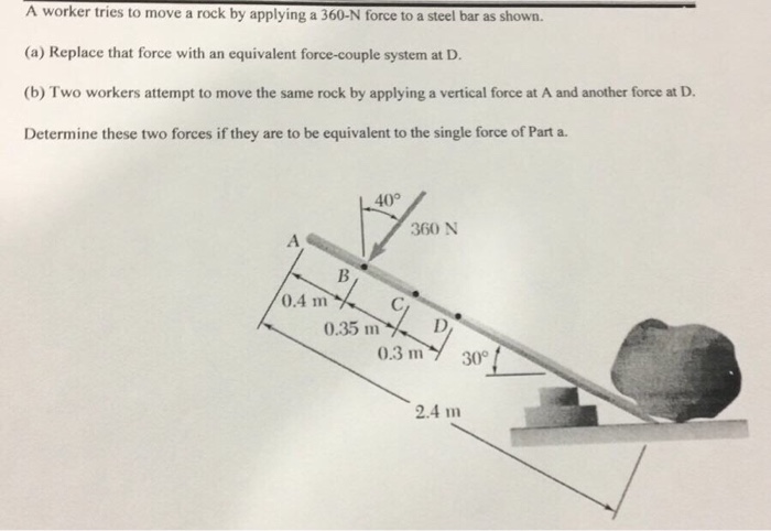 Solved A worker tries to move a rock by applying a 360-N | Chegg.com
