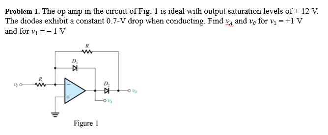 Solved Problem 1. The op amp in the circuit of Fig. 1 is | Chegg.com