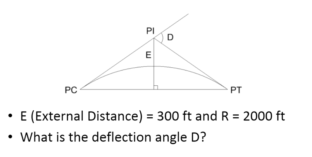 Solved - E (External Distance )=300ft and R=2000ft - What is | Chegg.com