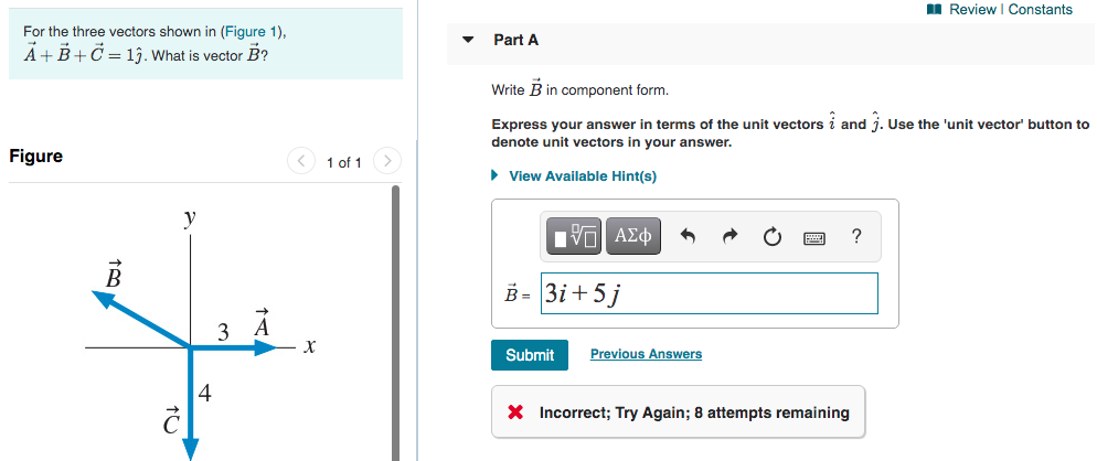 Solved Review | Constants For the three vectors shown in | Chegg.com
