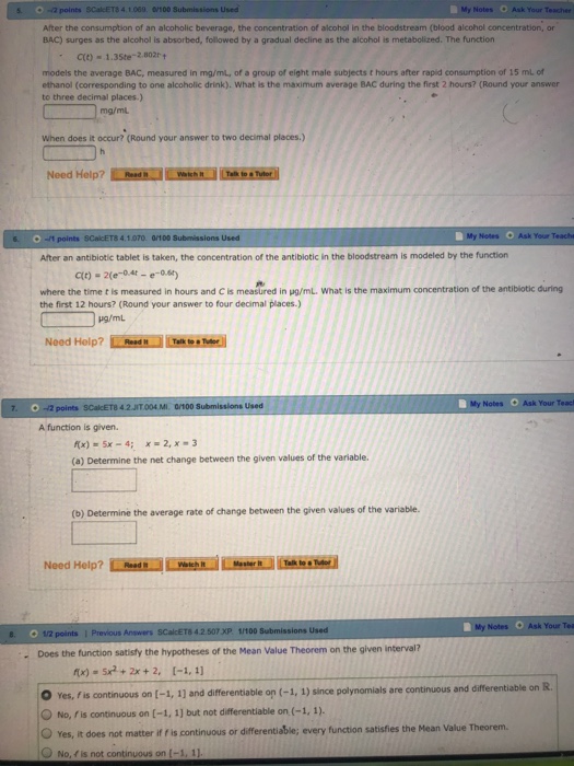 Solved 2 24 points 1 Previcus Answers SCalcET8 4.1.005 3/100 | Chegg.com
