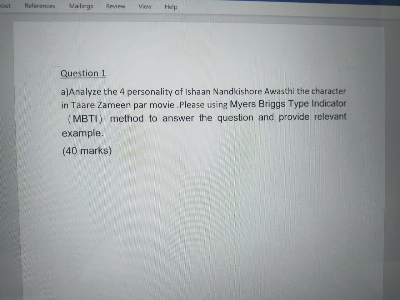 Solved yout References Mailings Review View Help Question 1 | Chegg.com