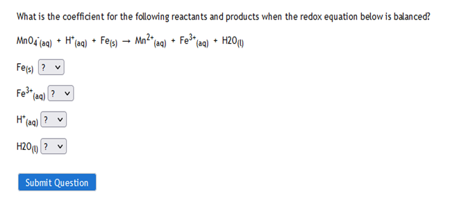 Solved What is the coefficient for the following reactants | Chegg.com