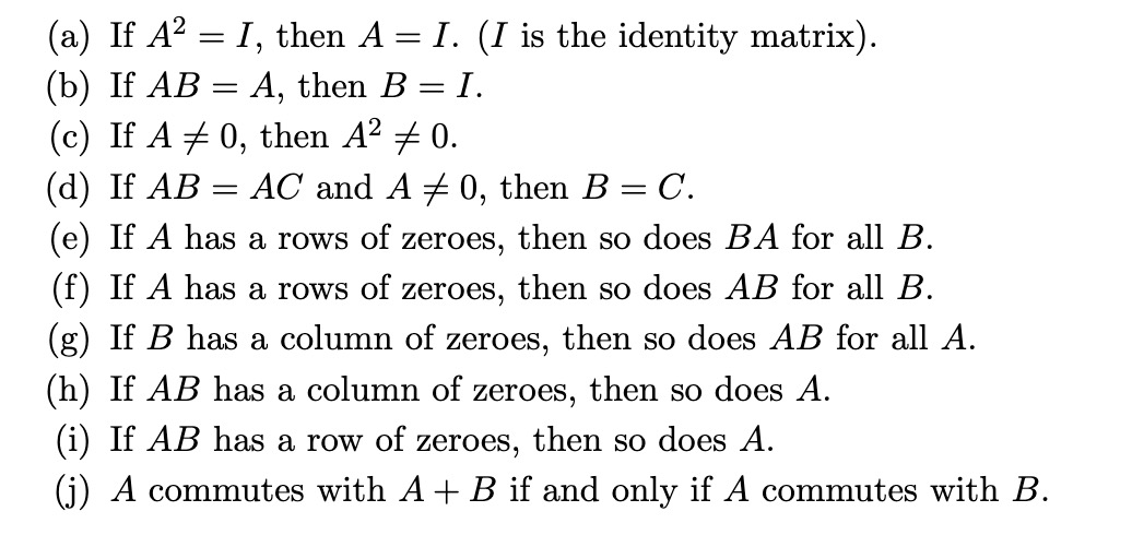 Solved For each part either show that the statement is true | Chegg.com