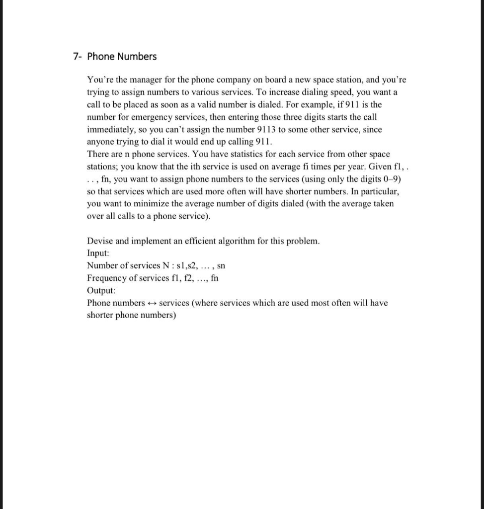 7- Phone Numbers You're the manager for the phone | Chegg.com