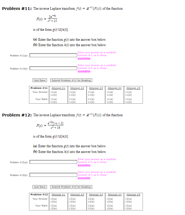 Solved Problem \# 11: The inverse Laplace transform | Chegg.com