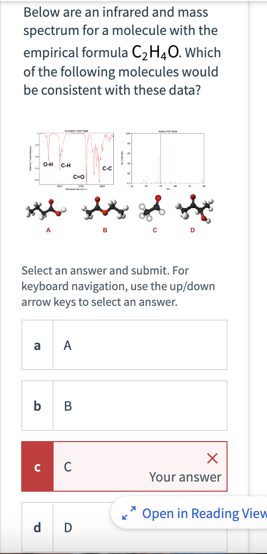 Solved Below are an infrared and mass spectrum for a | Chegg.com