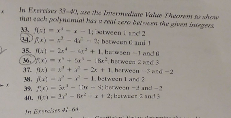 Solved In Exercises 33-40, use the Intermediate Value | Chegg.com