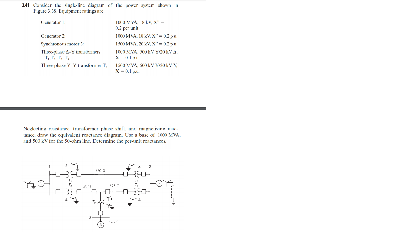 Solved 3.41 Consider the single-line diagram of the power | Chegg.com