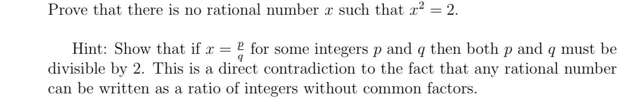 Solved Prove that there is no rational number x such that | Chegg.com