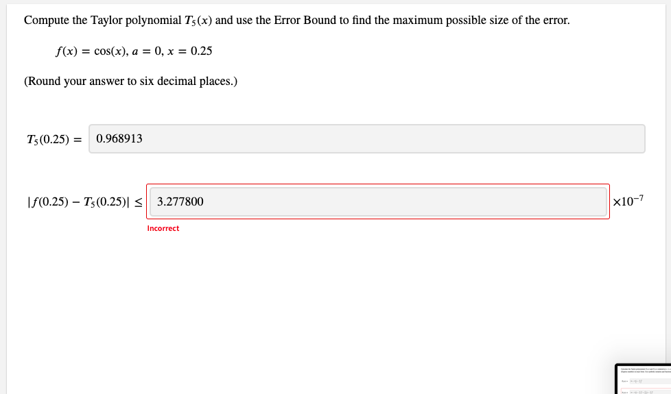 Solved Compute the Taylor polynomial T(x) and use the Error | Chegg.com