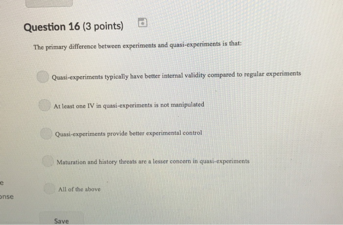 Solved Question 16 (3 points) The primary difference between | Chegg.com