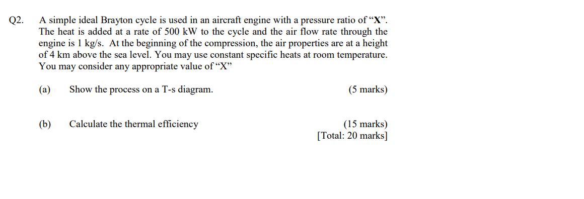 Solved Q2. A simple ideal Brayton cycle is used in an | Chegg.com