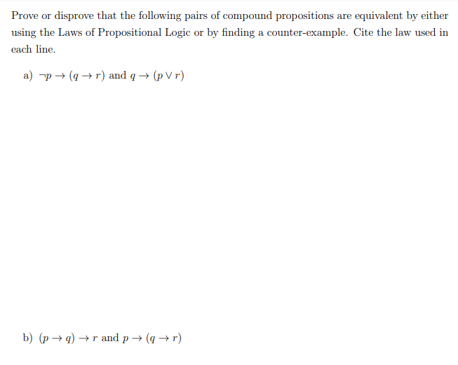Solved Prove or disprove that the following pairs of | Chegg.com