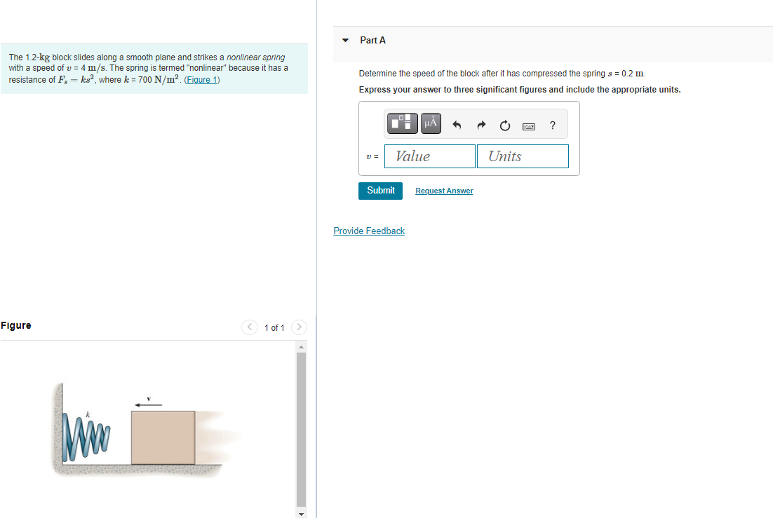 Solved The 1.2-kg block slides along a smooth plane and | Chegg.com