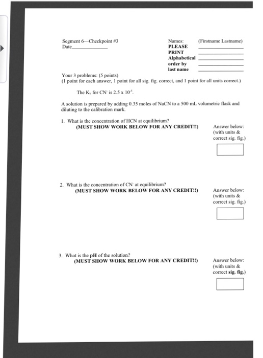 Solved Segment Checkpoint 3 Names PLEASE PRINT Chegg
