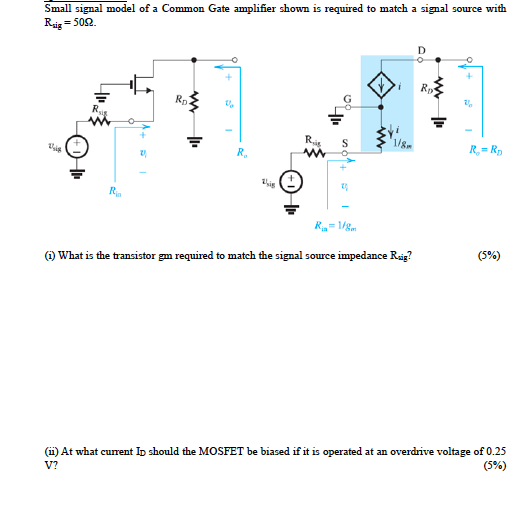 Solved Small signal model of a Common Gate amplifier shown | Chegg.com