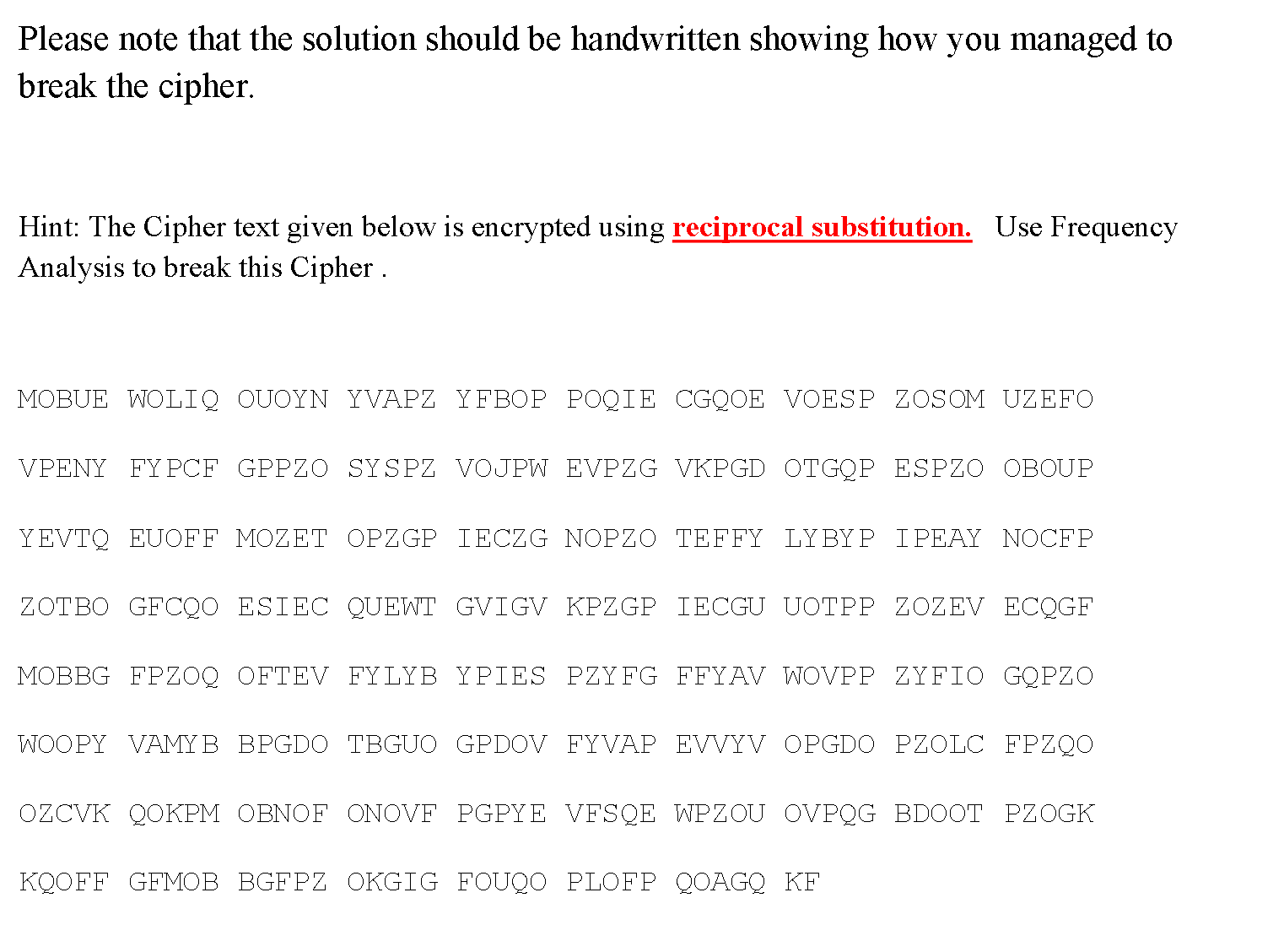 Solved Please note that the solution should be handwritten | Chegg.com