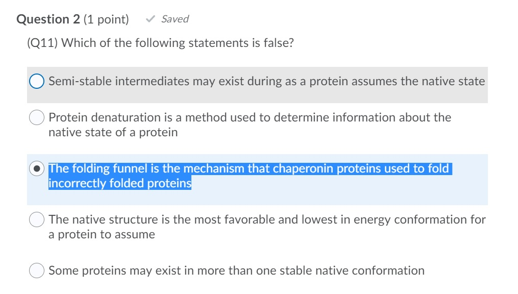 Solved Question 2 (1 point) Saved (Q11) Which of the | Chegg.com