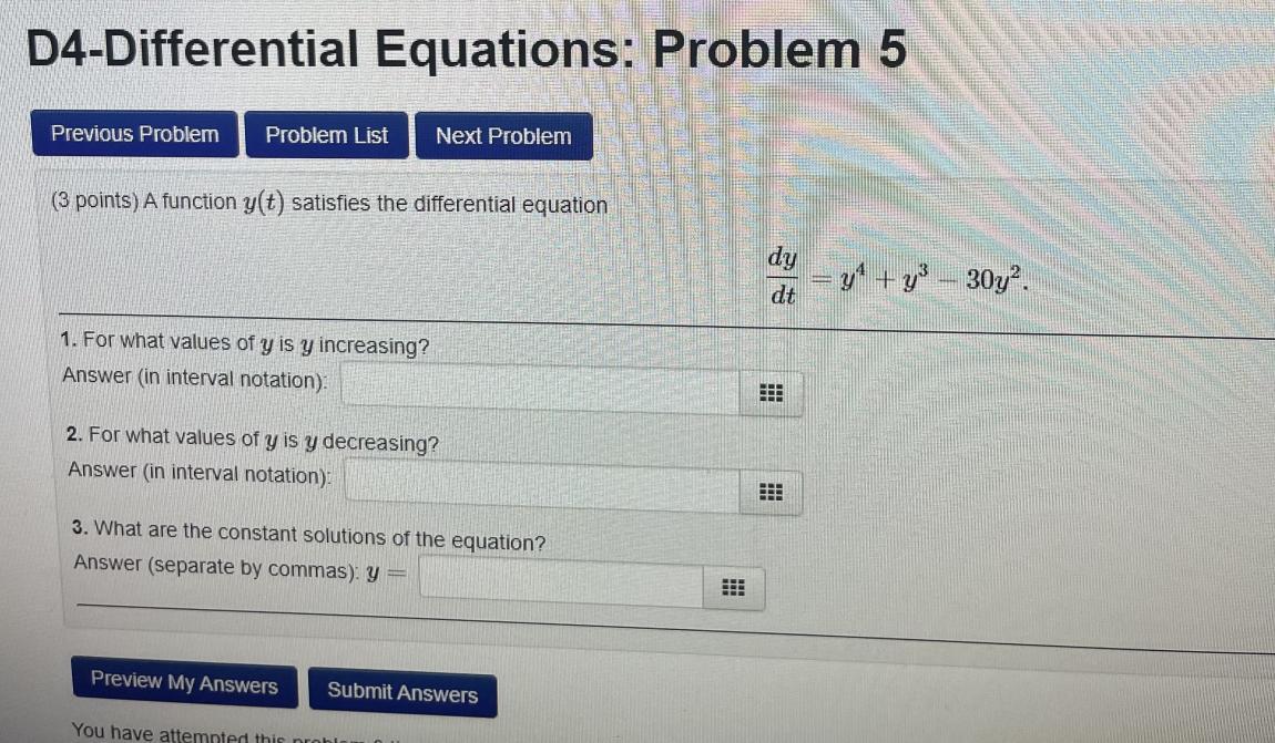 Solved D4-Differential Equations: Problem 5 (3 points) A | Chegg.com