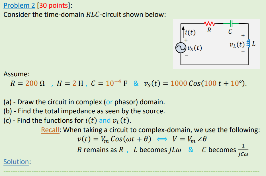 Solved Problem 2 (30 points]: Consider the time-domain | Chegg.com