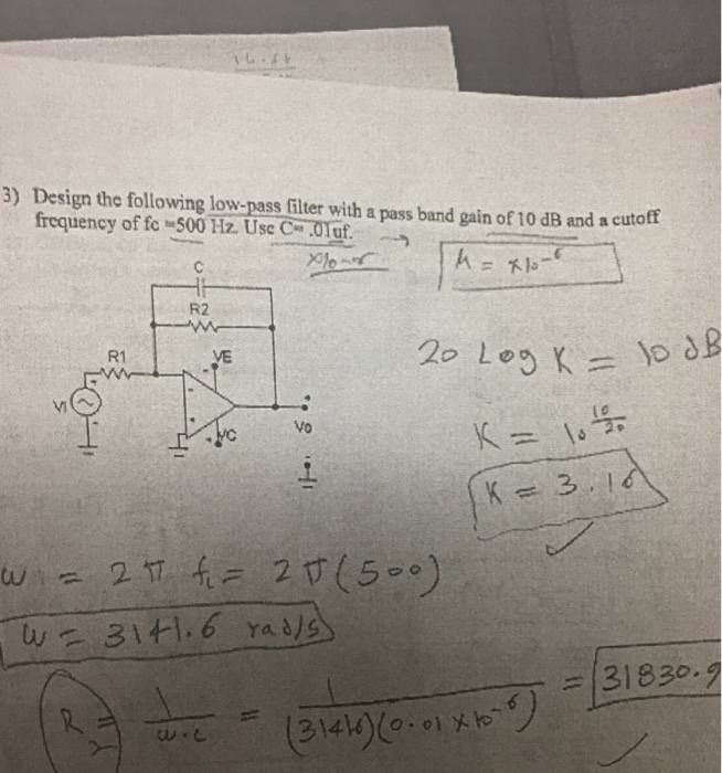 Solved Design the following low-pass filter with a pass band | Chegg.com