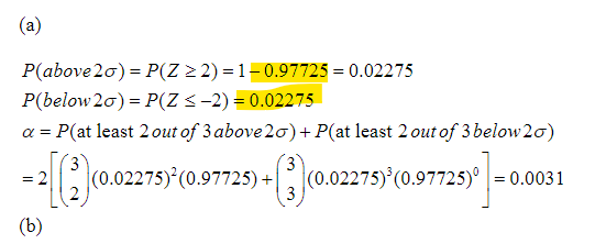 Solved (a) P( above 2σ)=P(Z≥2)=1−0.97725=0.02275P( below | Chegg.com