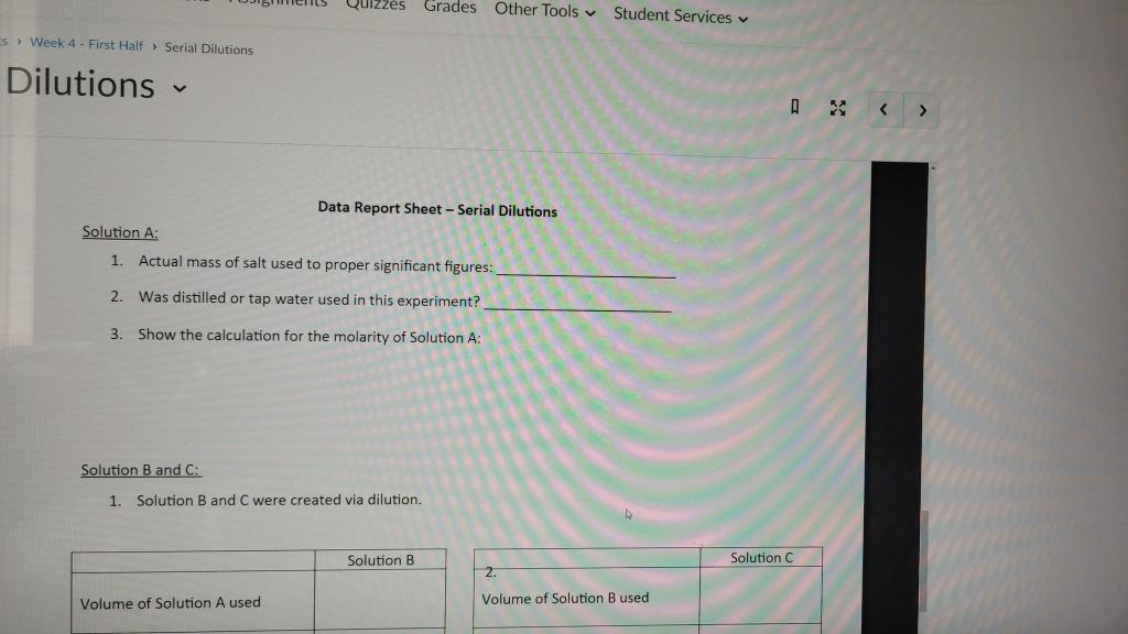 Solved Serial Dilutions Background: In this experiment we | Chegg.com