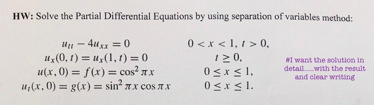 Solved HW: Solve the Partial Differential Equations by using | Chegg.com
