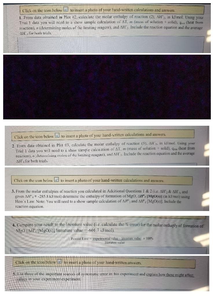 Questions: PLOT #2: Determining DeltaH°2 PLOT | Chegg.com