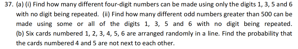 Solved 37. (a) (i) Find how many different four-digit | Chegg.com