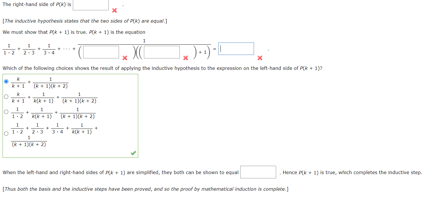 The right-hand side of P(k) is [The inductive | Chegg.com