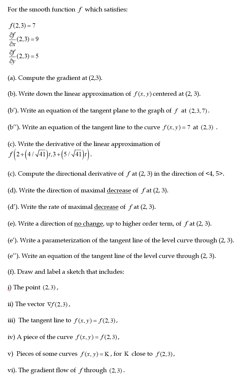 Solved For the smooth function f which satisfies: | Chegg.com