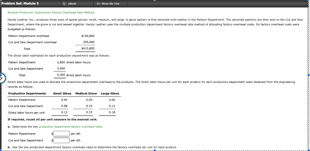 Solved Problem Set: Module 3 eBook Show Me How Multiple | Chegg.com
