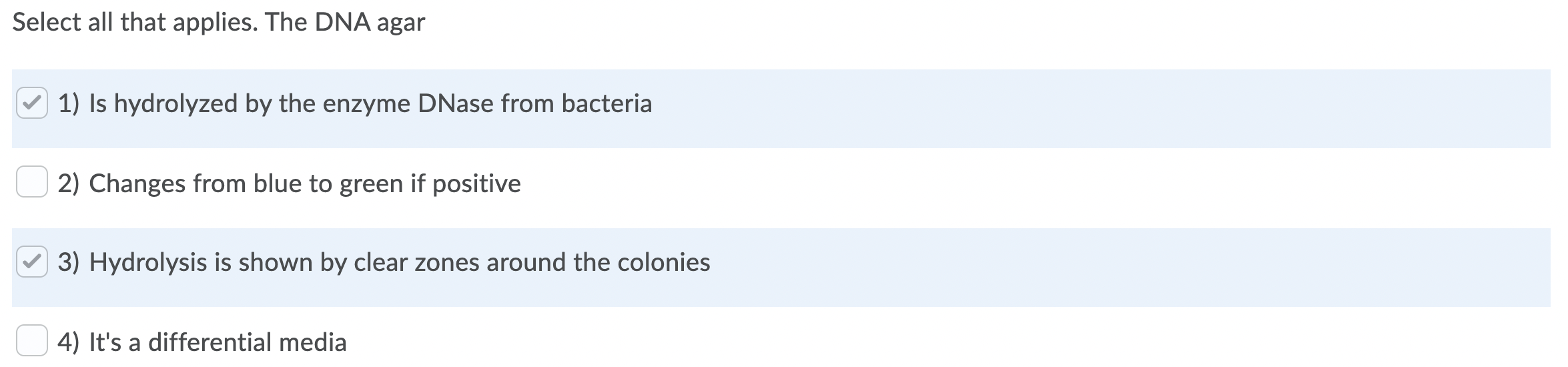 Solved Select all that applies. The DNA agar 1) Is | Chegg.com