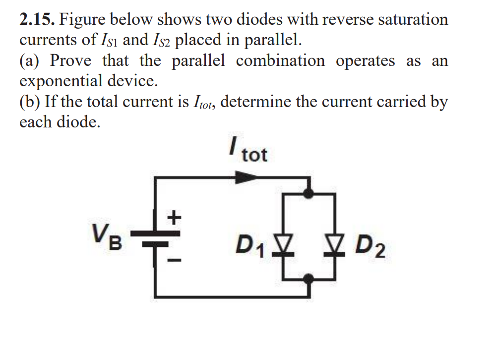 Solved 2.15. Figure below shows two diodes with reverse | Chegg.com