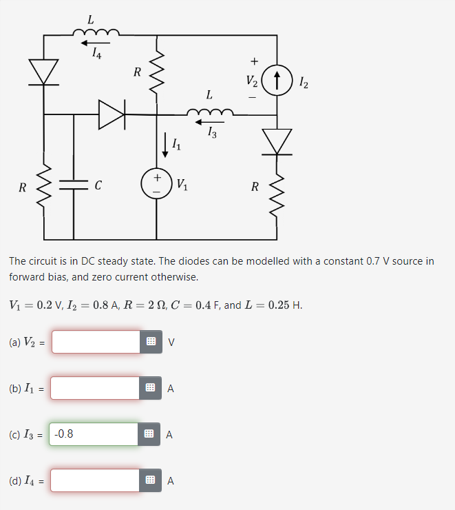 Solved The circuit is in DC steady state. The diodes can be | Chegg.com