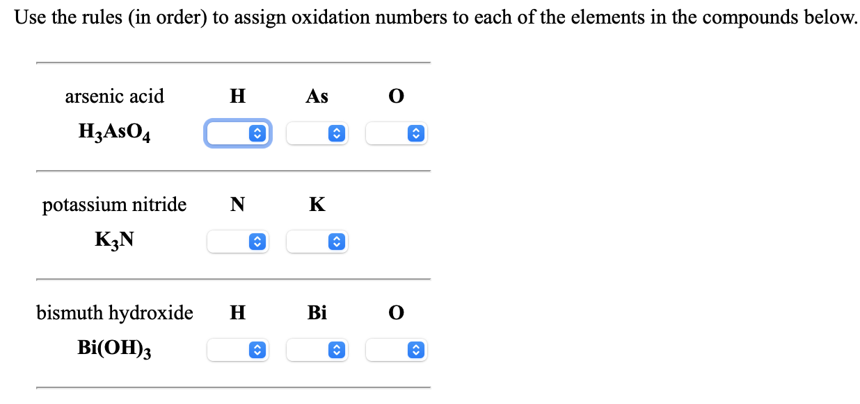 Solved Use the rules (in order) to assign oxidation numbers | Chegg.com