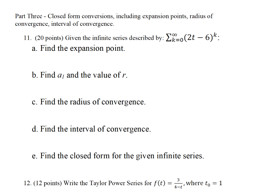 Solved Part Three - Closed form conversions, including | Chegg.com