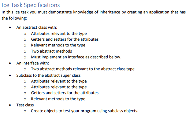 Solved Ice Task Specifications In this Ice task you must | Chegg.com