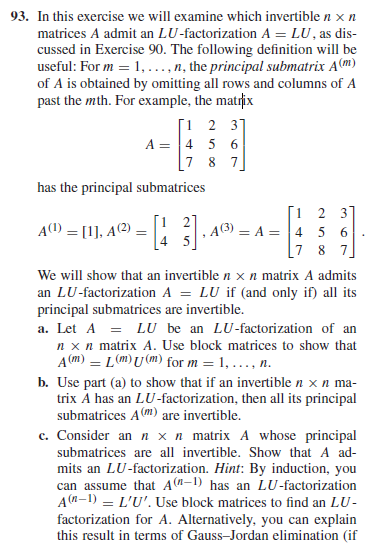 Solved 93. In this exercise we will examine which invertible | Chegg.com