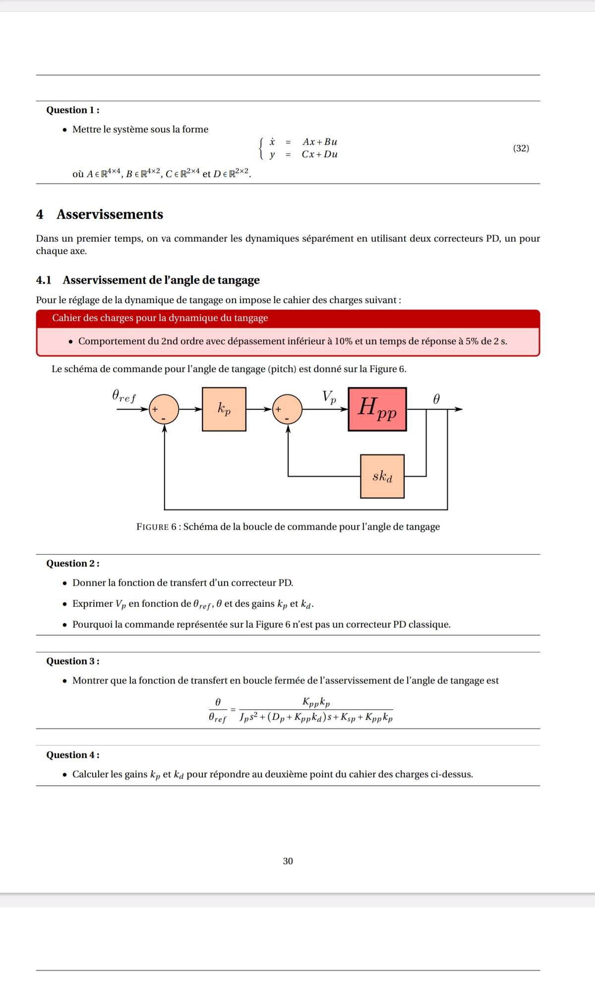 4.2 Asservissement de l'angle de lacet Pour le | Chegg.com