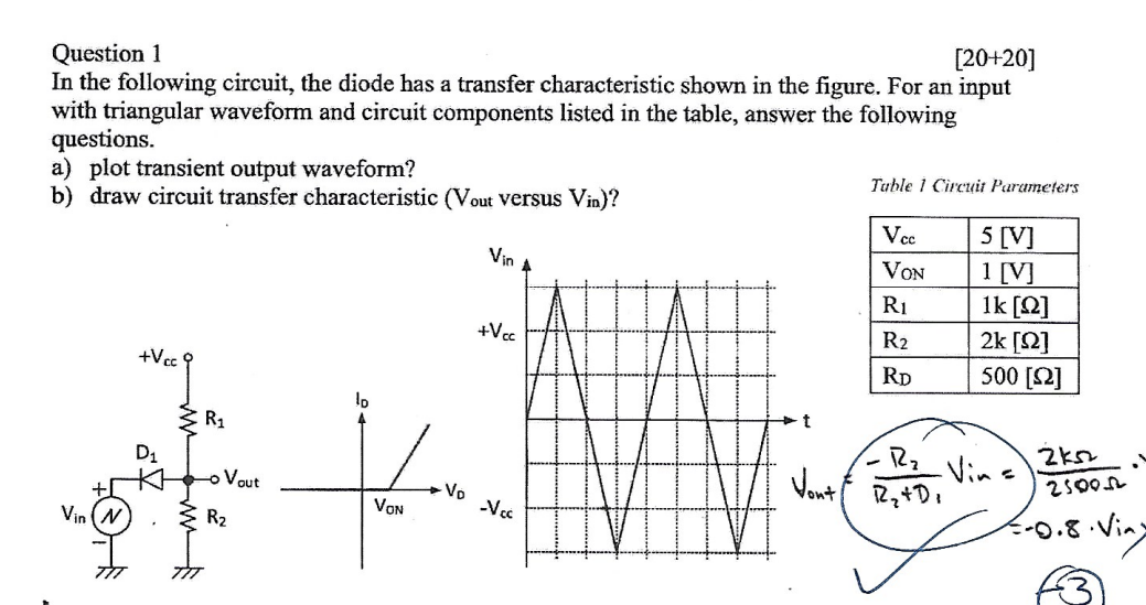 Solved Question 1 [20+20] In the following circuit, the | Chegg.com