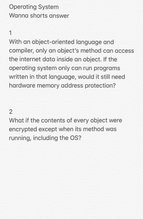Solved Operating System Wanna shorts answer With an | Chegg.com