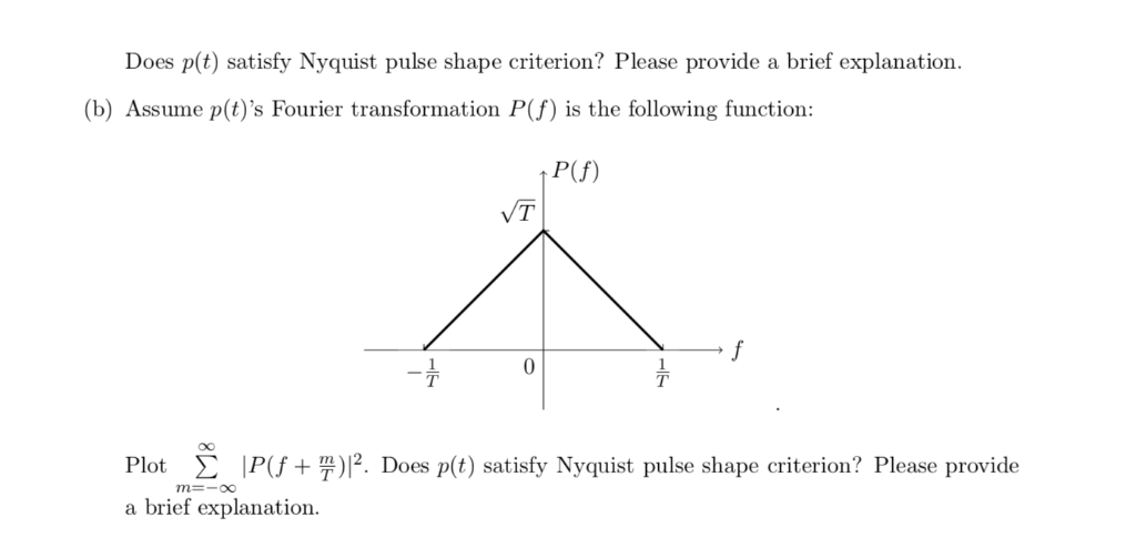 Solved Nyquist Pulse Shape Criterion) For a band-limited | Chegg.com