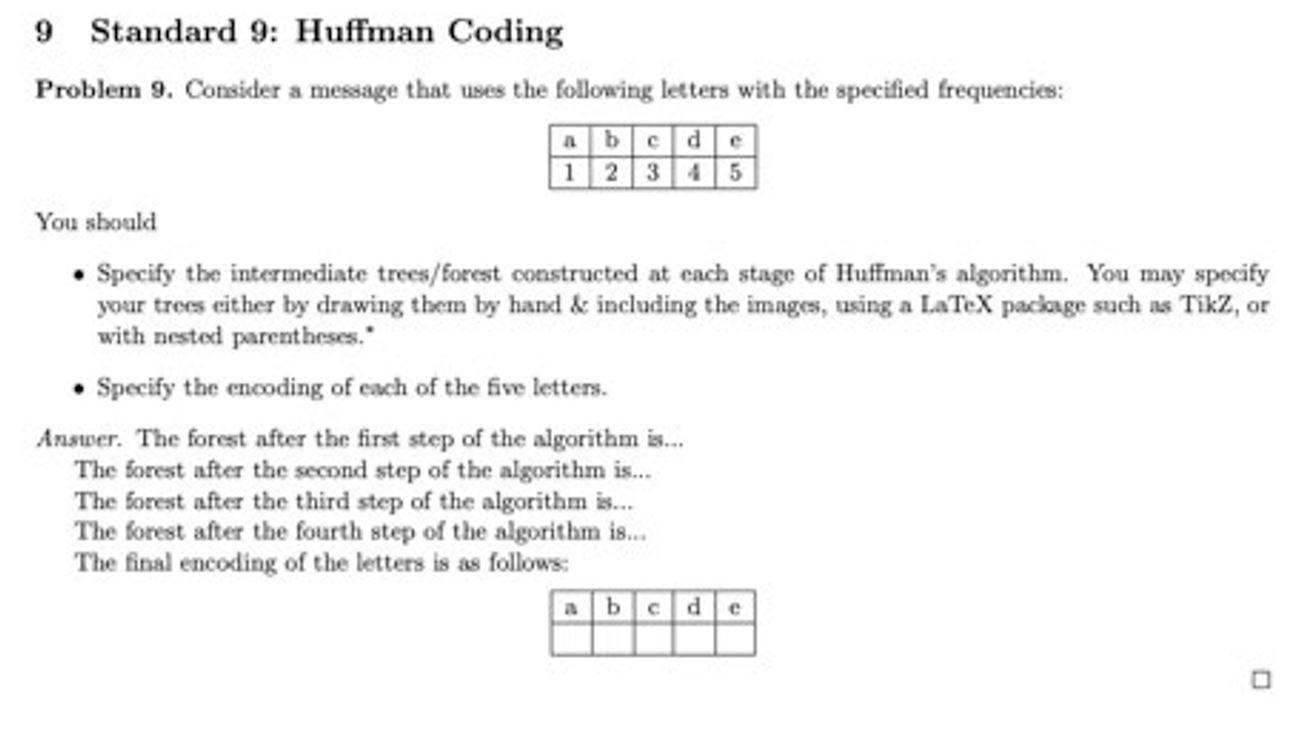 Solved 9 Standard 9 Huffman Coding Problem 9 Consider A 1282