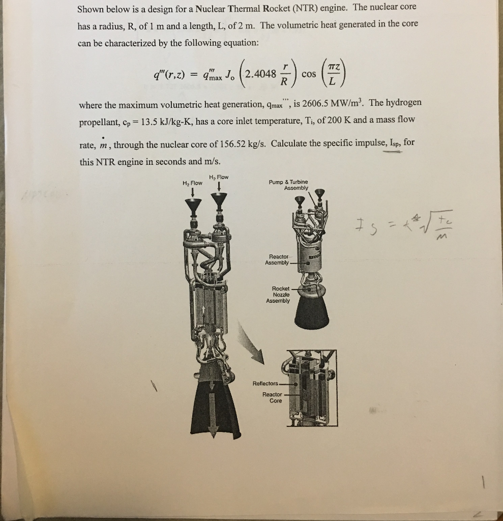 Shown below is a design for a Nuclear Thermal Rocket | Chegg.com